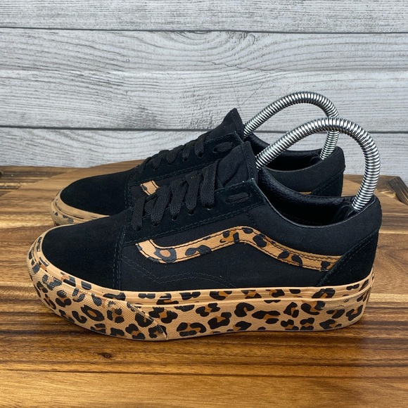 Vans | Shoes | Vans Old Skool Platform Leopard Black Sneaker Womens ...